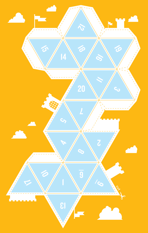 Hoping for help finding a pattern - D20 blanket, shaped like the die ...